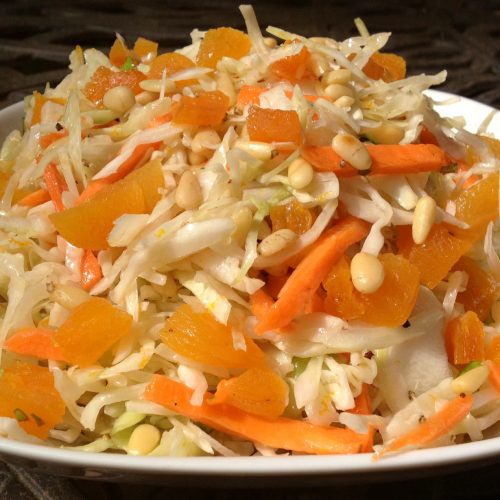 Orange Basil Cole Slaw with Apricots & Pine Nuts - Swirls of Flavor