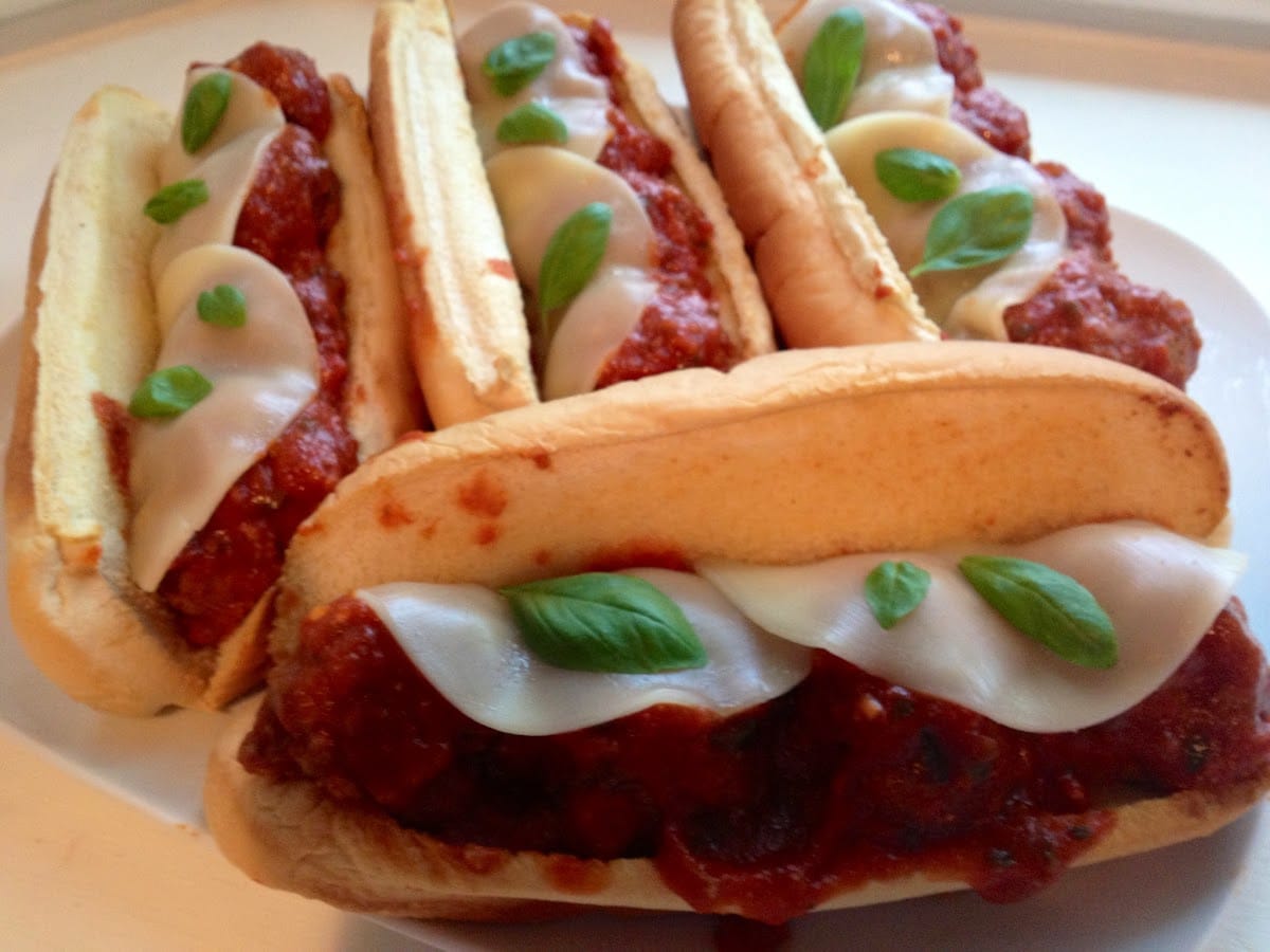 Basil Provolone Meatball Heroes - Swirls of Flavor