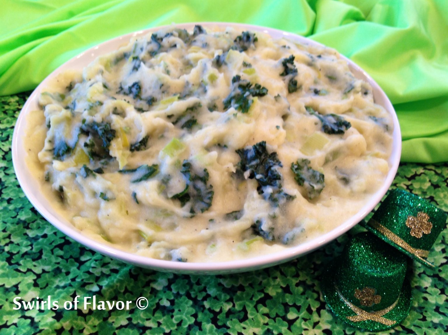 Colcannon Potatoes with Kale and Leeks - Swirls of Flavor