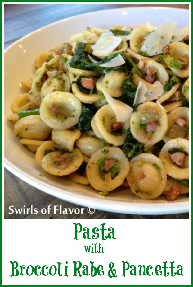 Broccoli Rabe Pancetta Pasta - Swirls of Flavor