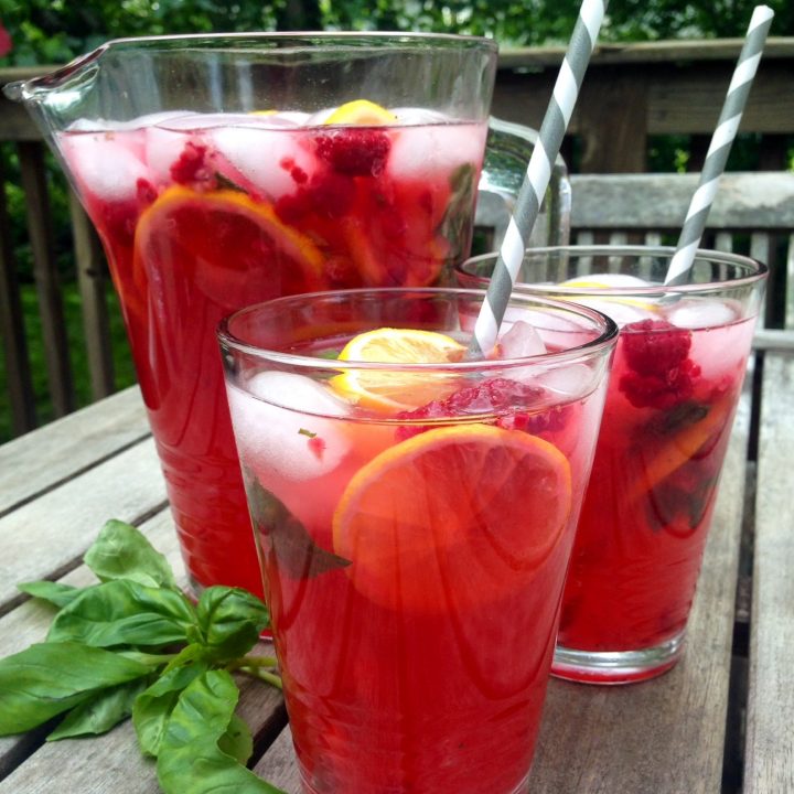 Basil Raspberry Lemonade With Vodka - Swirls of Flavor