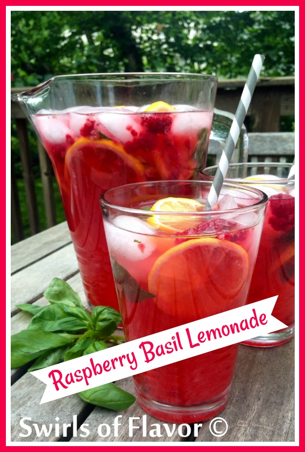 Basil Raspberry Lemonade With Vodka - Swirls of Flavor