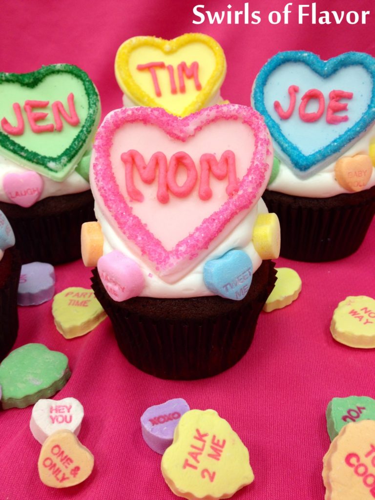 Personalized Conversation Heart Valentine Cupcakes - Swirls of Flavor