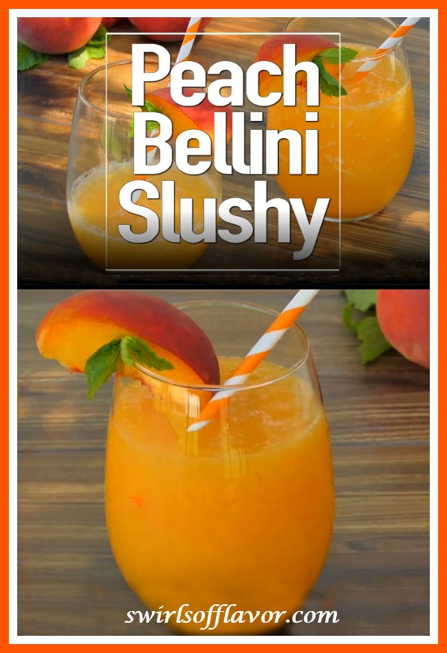 Frozen Peach Bellini Recipe - Swirls of Flavor