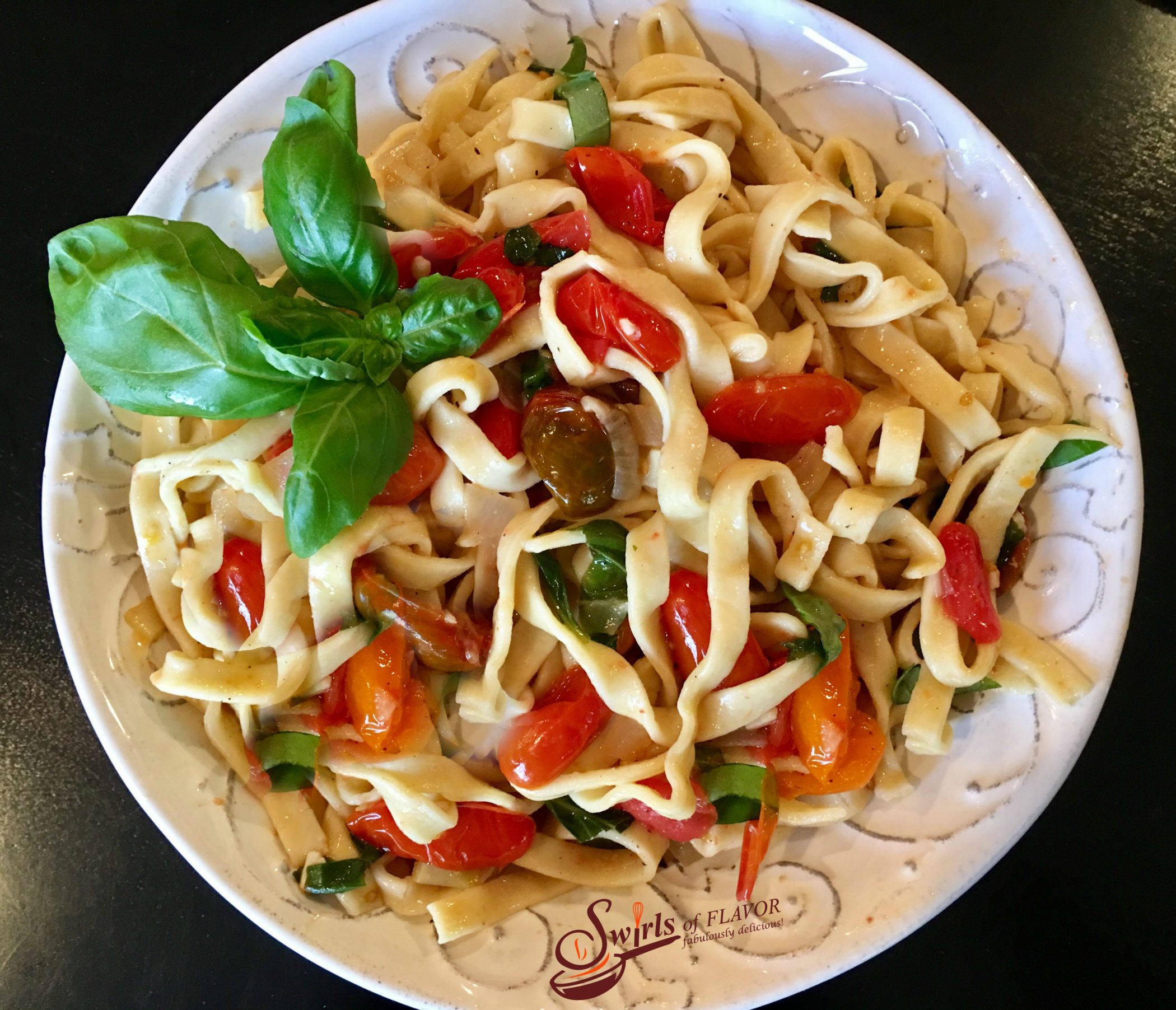 Fresh Tomato Basil Pasta - Swirls of Flavor