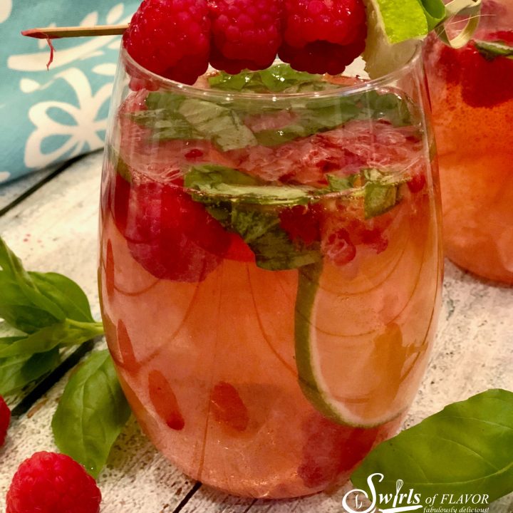 Basil Raspberry Rose Sangria - Swirls of Flavor