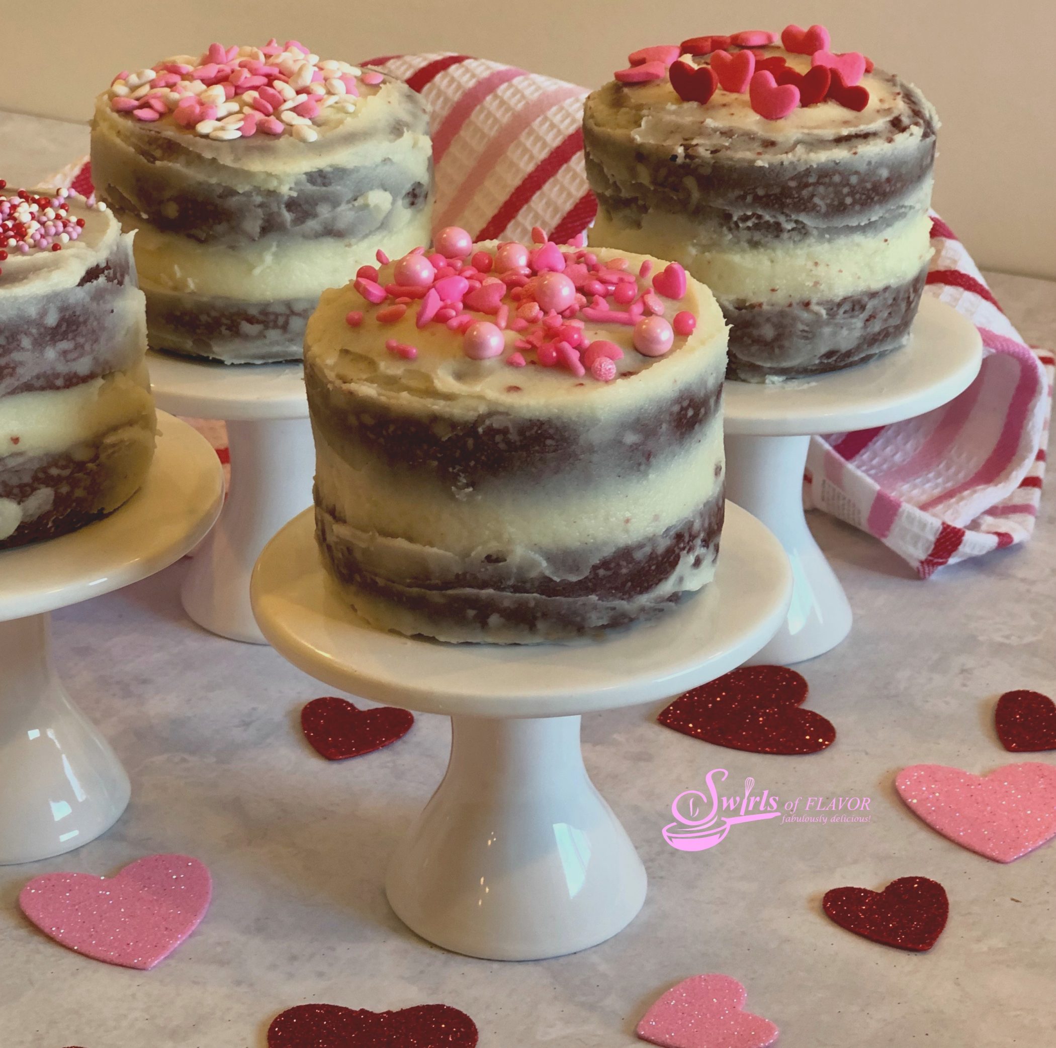 Mini Red Velvet Cakes - Swirls of Flavor