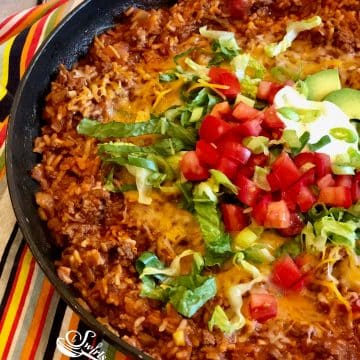 One Pot Taco Beef and Rice - Swirls of Flavor