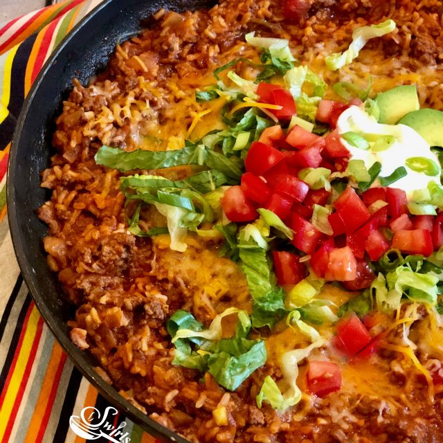 One Pot Taco Beef and Rice - Swirls of Flavor