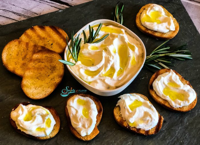 Whipped Ricotta Dip With Rosemary and Lemon - Swirls of Flavor
