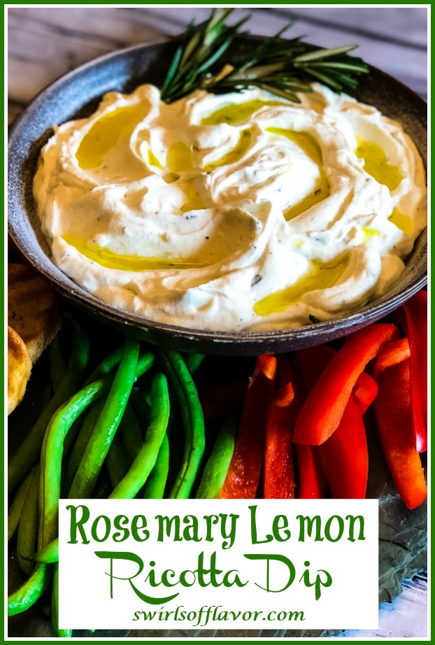 Whipped Ricotta Dip With Rosemary and Lemon - Swirls of Flavor