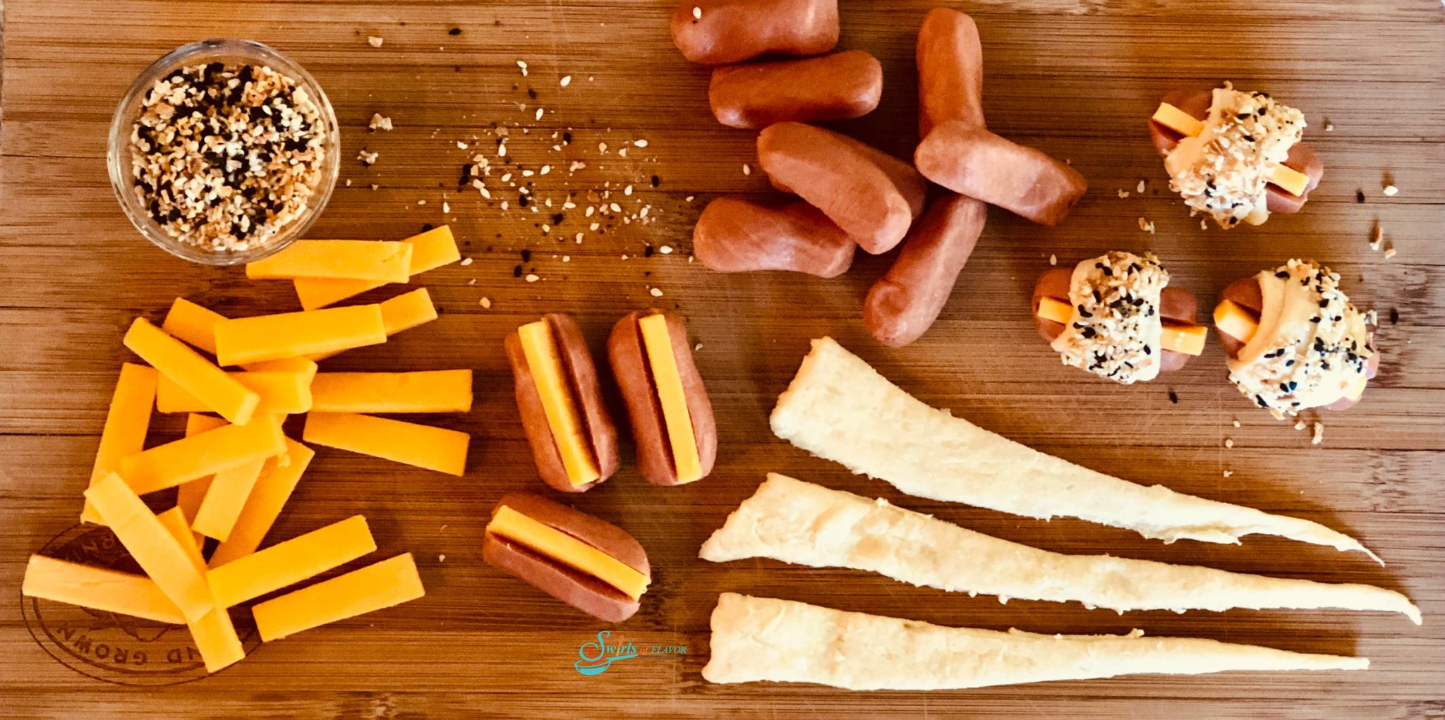 Cheese Dogs With Everything Seasoning - Swirls of Flavor
