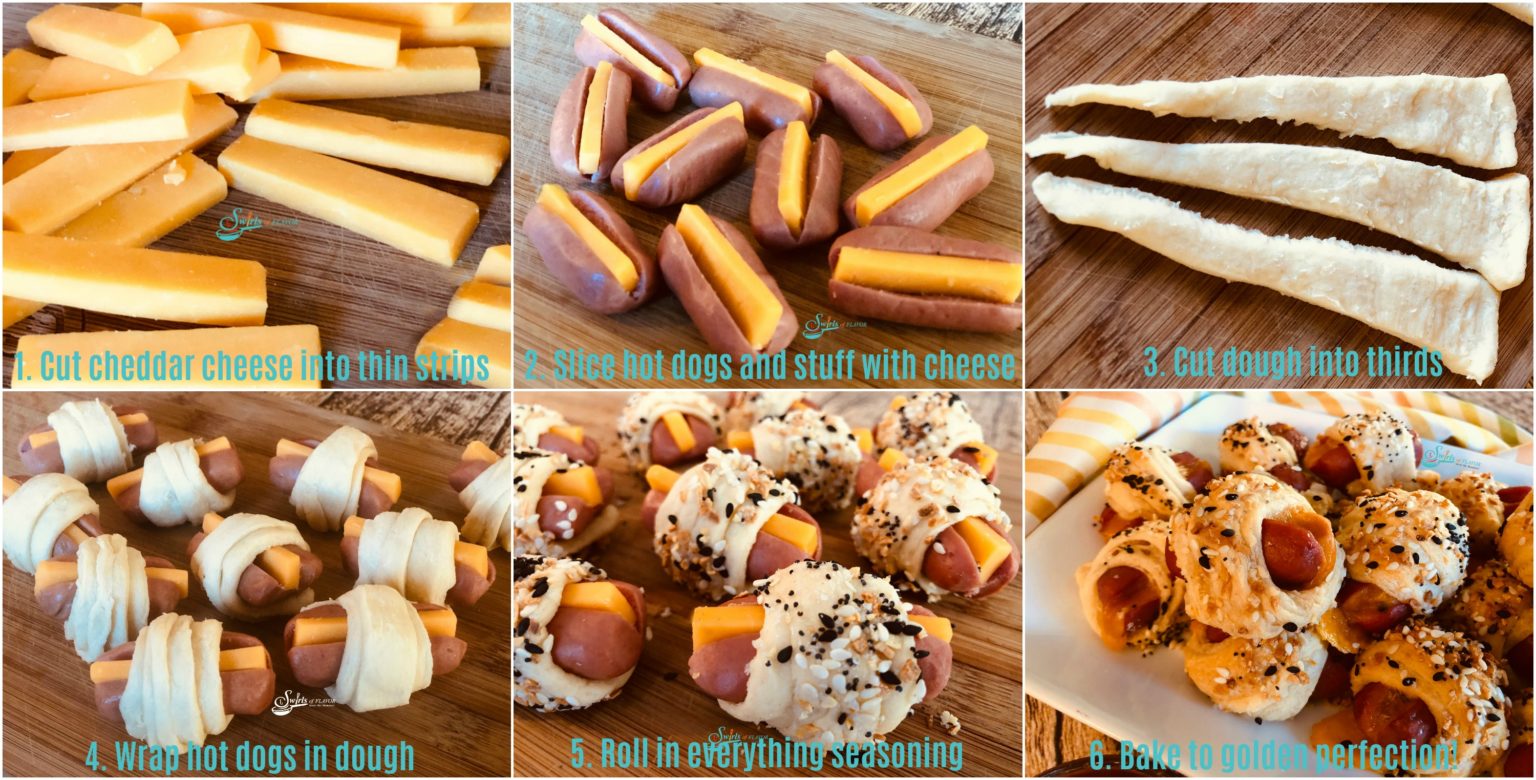 Cheese Dogs With Everything Seasoning - Swirls of Flavor