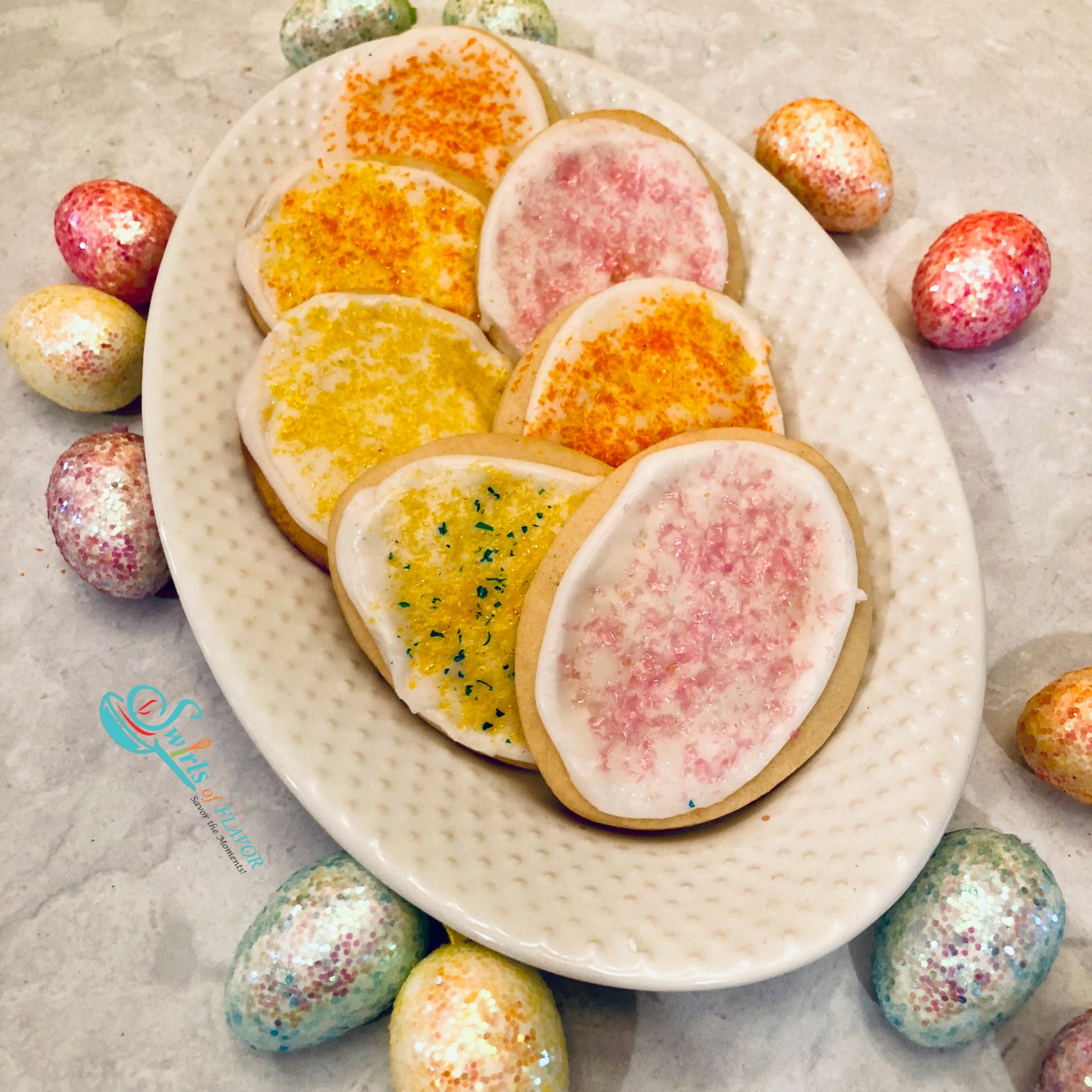 Easy Easter Egg Butter Cookies - Swirls of Flavor