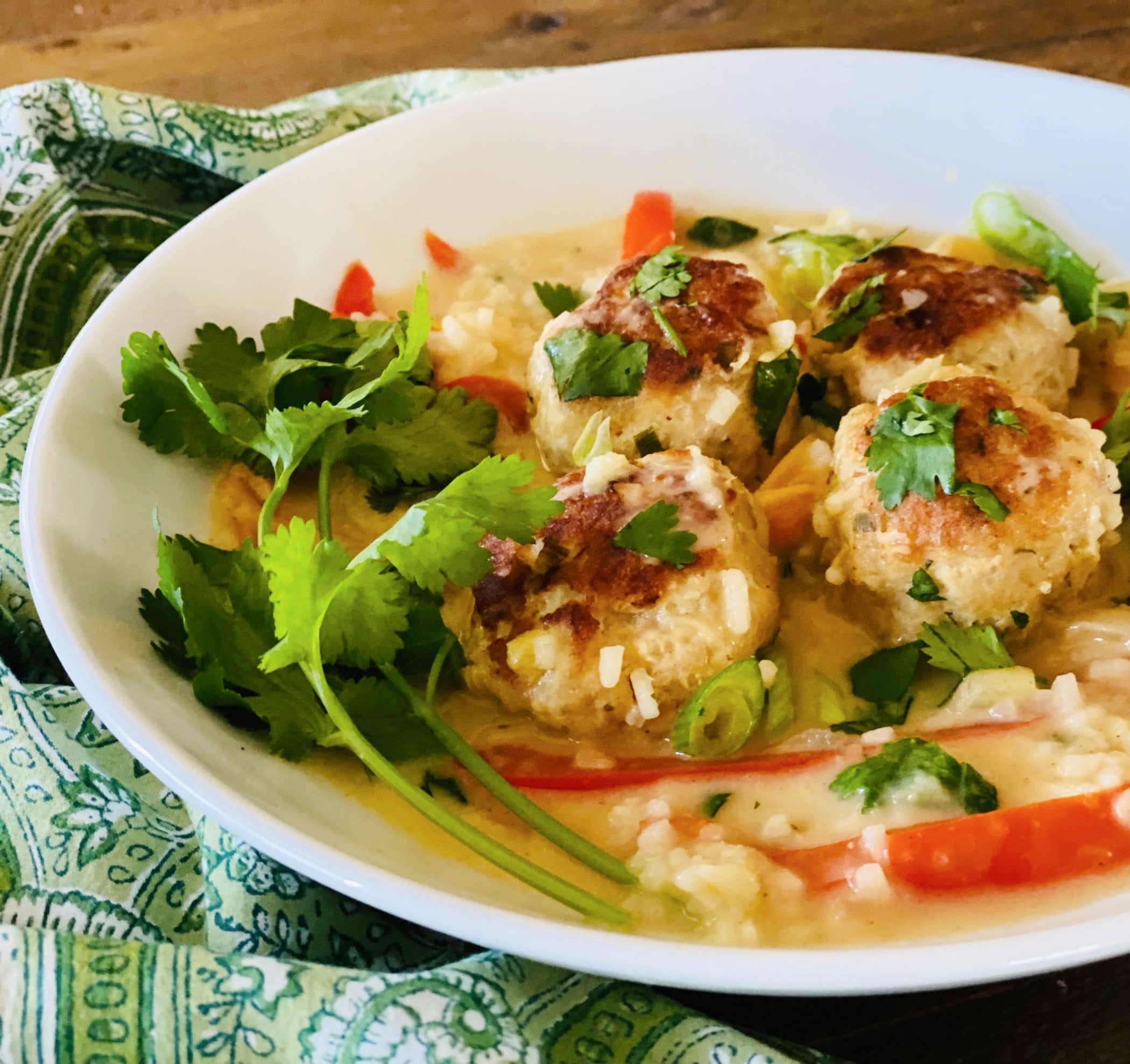 One Pot Chicken Meatballs Recipe With Jasmine Rice - Swirls of Flavor