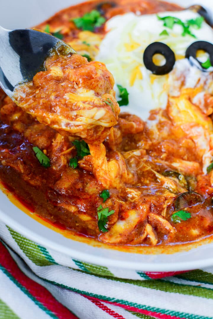 Slow Cooker Enchilada Chicken - Swirls of Flavor