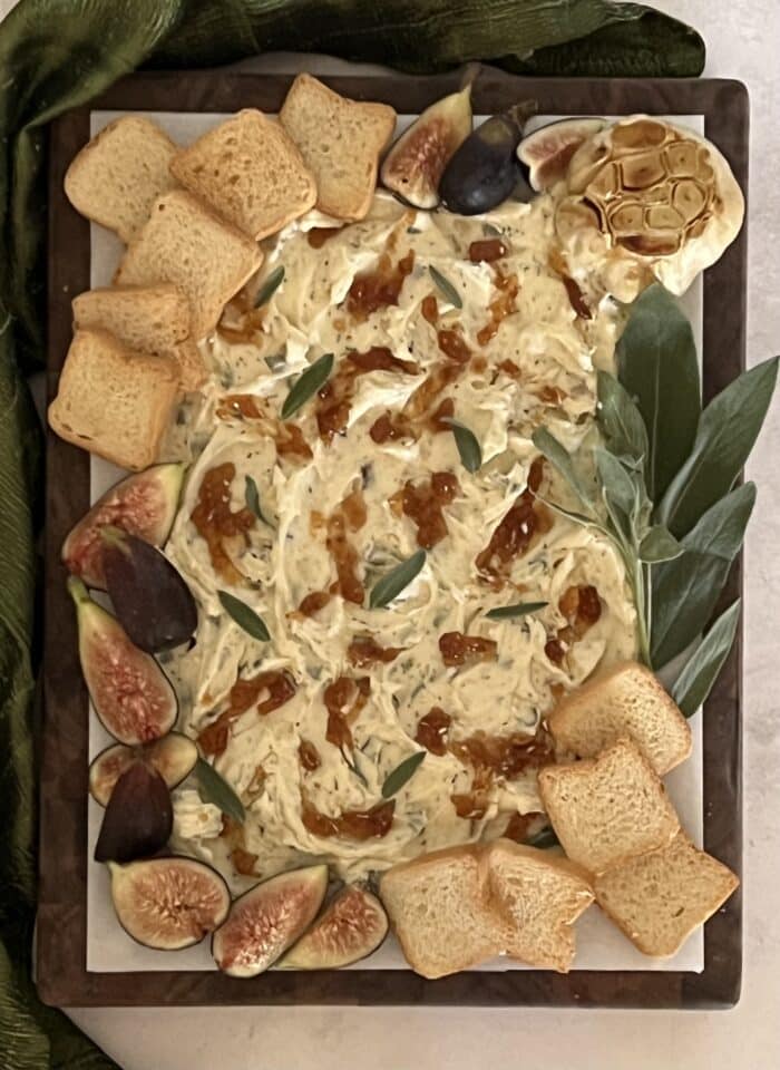 Roasted Garlic Butter Board With Fig Jam - Swirls of Flavor