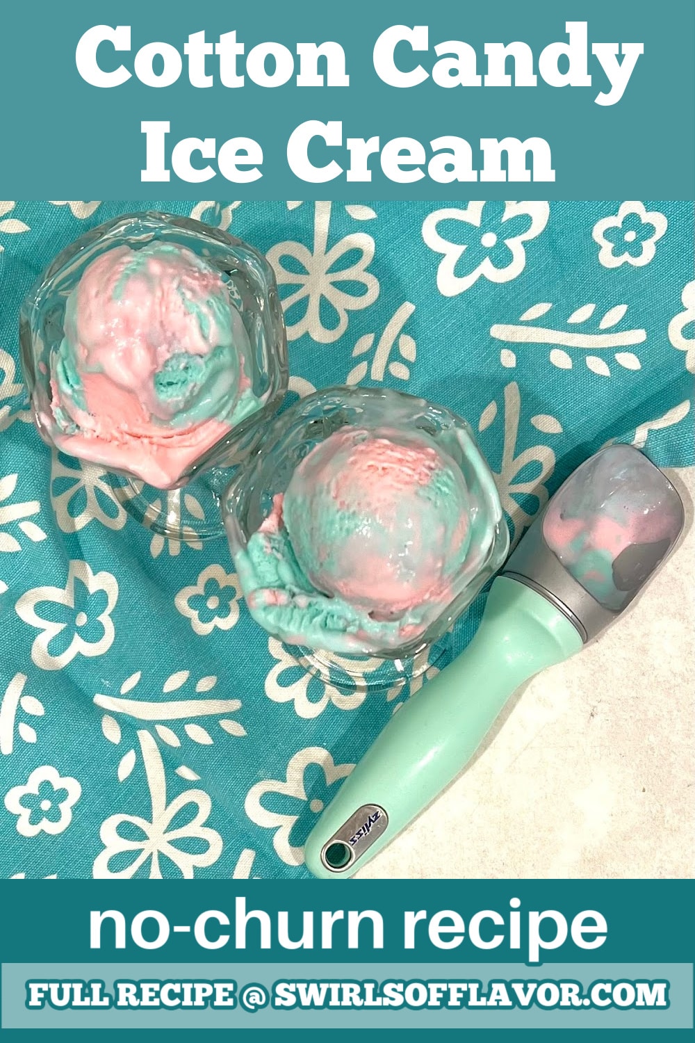 Homemade No-Churn Cotton Candy Ice Cream - Swirls of Flavor