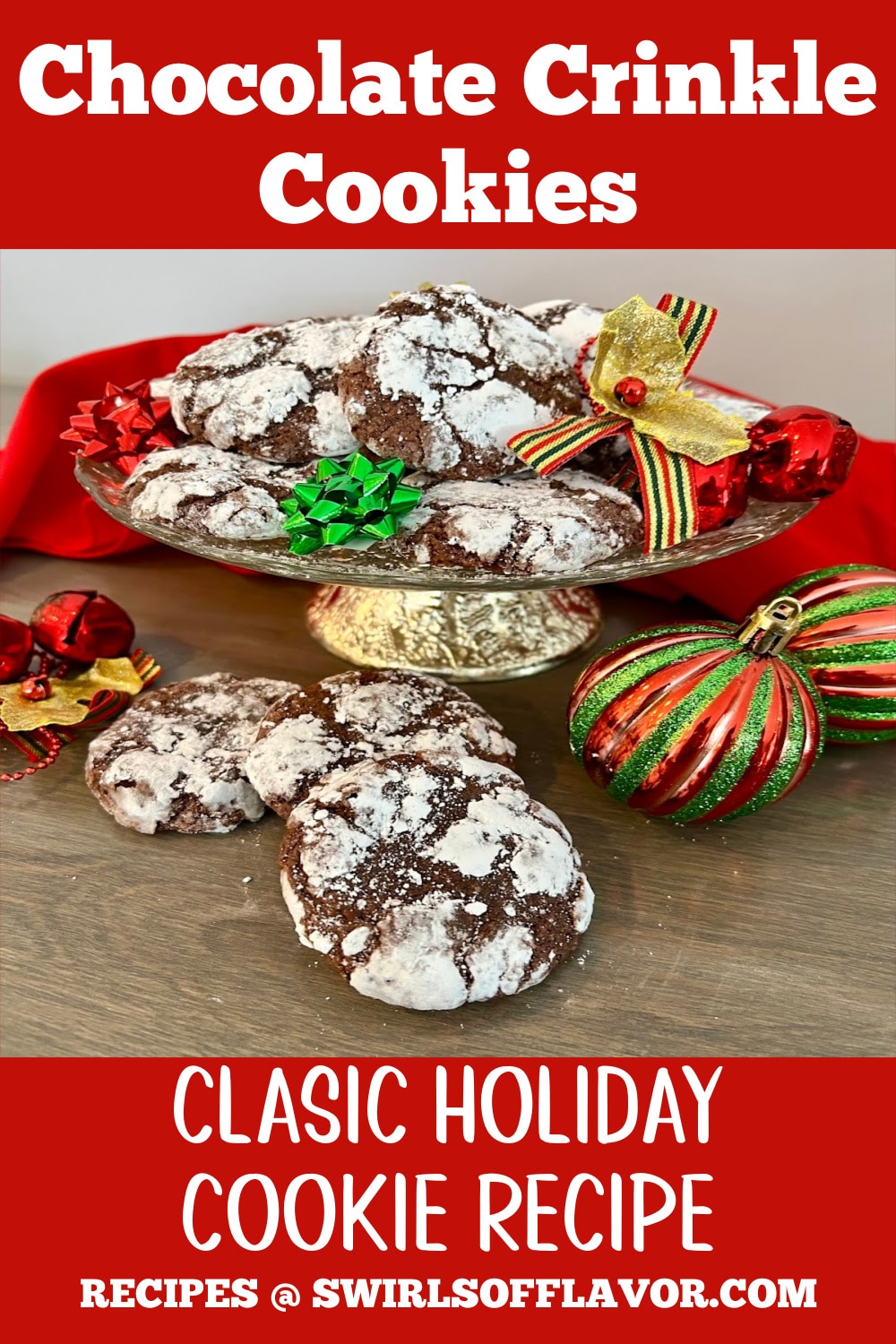 Chocolate Crinkle Cookies - Swirls of Flavor