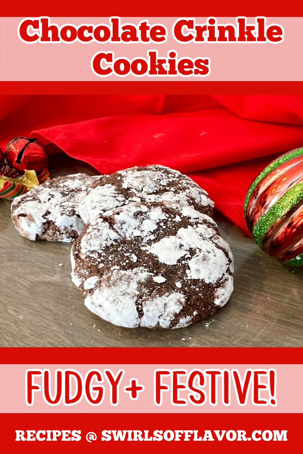 Chocolate Crinkle Cookies - Swirls of Flavor