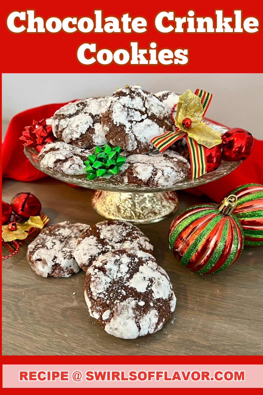 Chocolate Crinkle Cookies - Swirls of Flavor